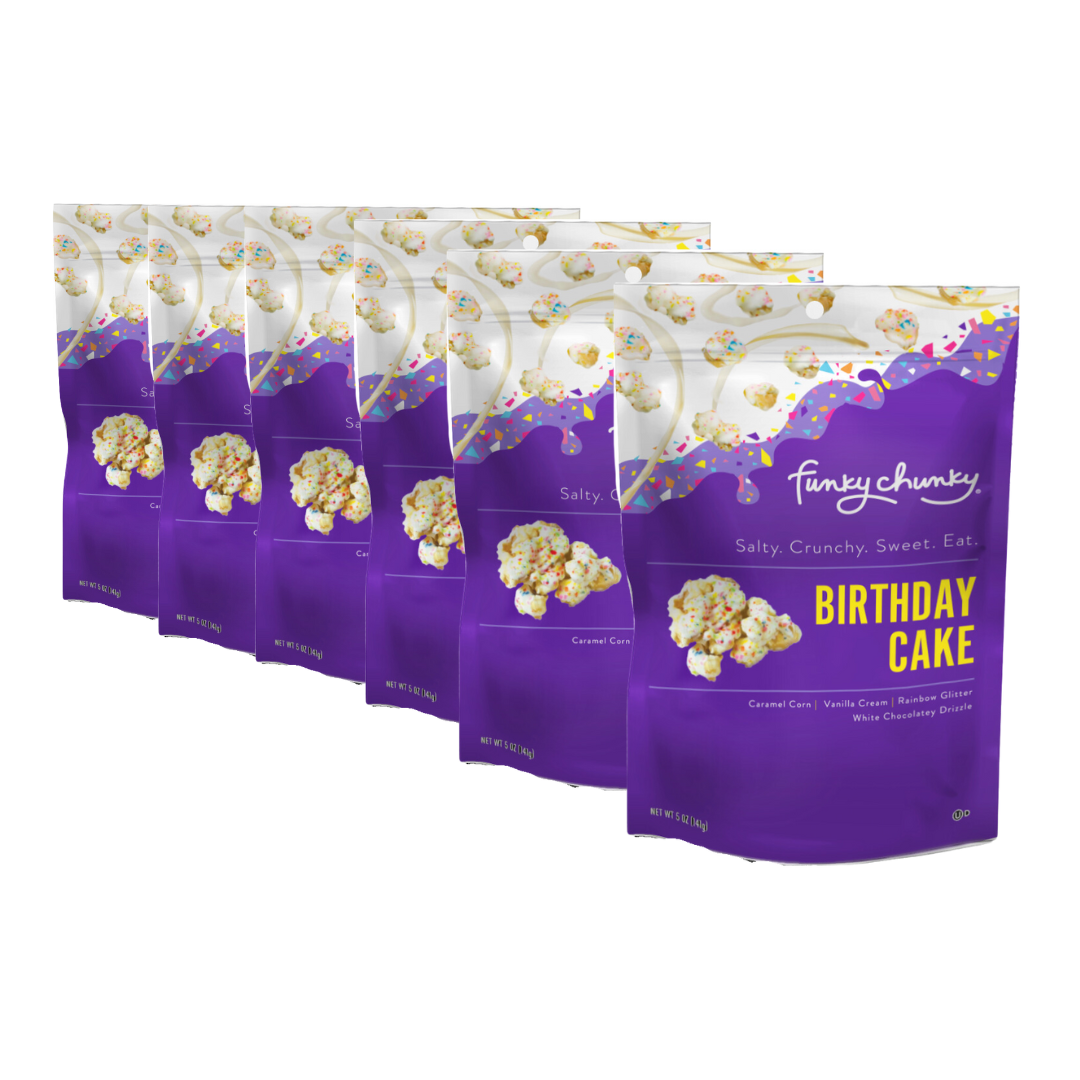 Funky Chunky Popcorn Snacks: Chocolate Gourmet Popcorn | Birthday Cake ...