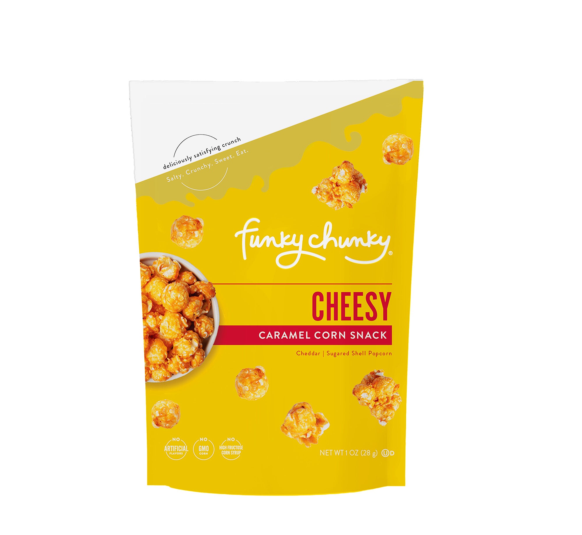 Cheesy Caramel Corn 1 OZ Single-Serve Bag – Funky Chunky