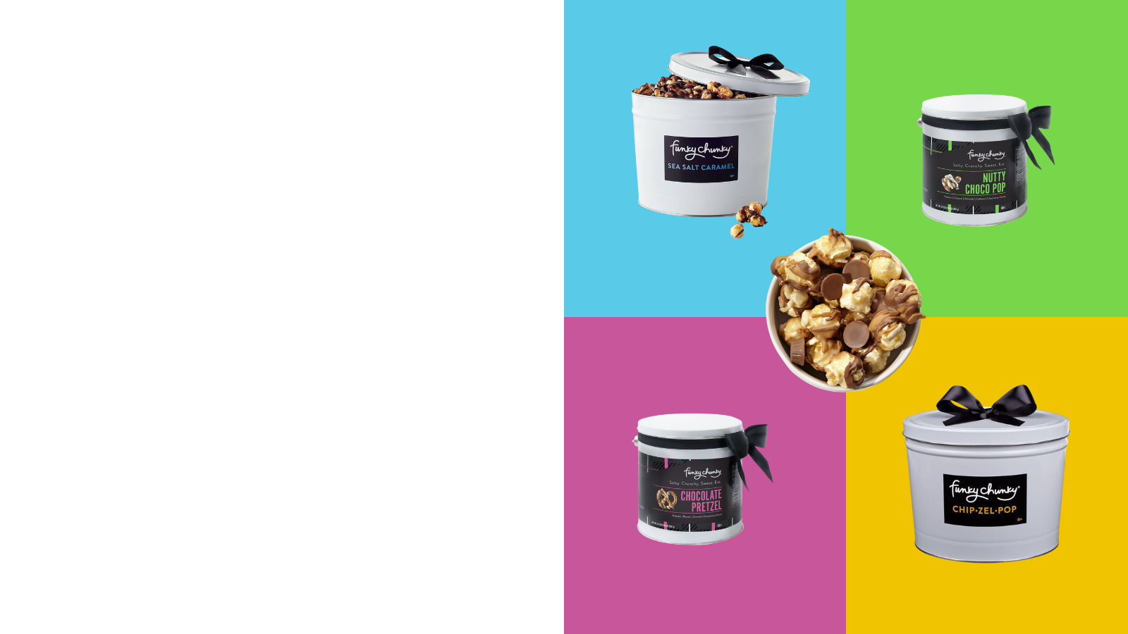 Funky Chunky | Gourmet Popcorn and Pretzel Mixes | Caramel Corn